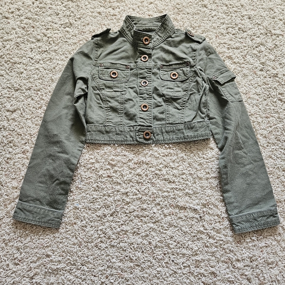 Limited Too | Jackets & Coats | Limited Too Olive Green Cropped Army ...